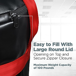 LoGest Boxing Bag - Hanging Punching Bag Sports Training Equipment - MMA, Karate, Judo, Muay Thai, Kickboxing - Hanging or Freestanding - Unfilled Max Capacity 100 Lbs - Heavy Punching Bag (Red)