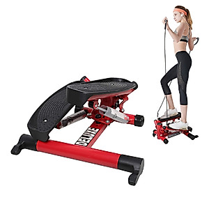 Livebest Adjustable Mini Stepper Indoor Stair Stepper Twist Stepping Machine Aerobic Trainer with Resistance Bands and LCD Display for Home,Office and Gym