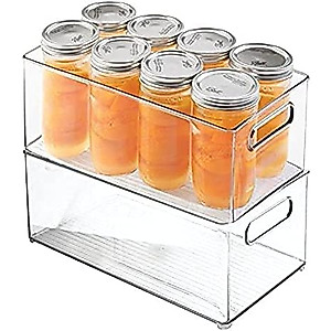 Upgraded 6 x Clear Organizer Storage Bin with Handle Compatible with Kitchen I Best Compatible with Refrigerators, Cabinets & Food Pantry - 10" x 5" x 6"