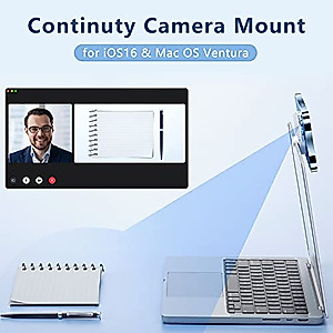 Continuity Camera Mount, Magnetic Phone Grip Ring Holder, Upgraded Phone Webcam Mount for Mac Notebooks OS Ventura Compatible with iOS 16 iPhone 12 13 14 Series