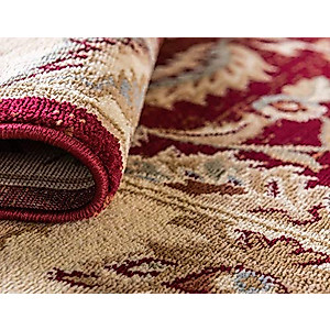 Unique Loom Voyage Collection Traditional Oriental Classic Intricate Floral Design Area Rug, 4 ft x 6 ft, Red/Ivory