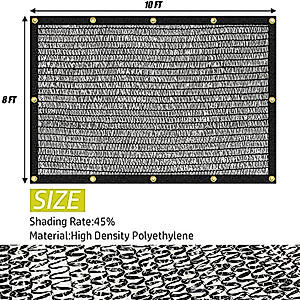 JUNKOGO Shade Cloth,8'x10',40% Black Sun Mesh UV Resistant Net with Brass Grommets for Garden Plant Cover,Greenhouse