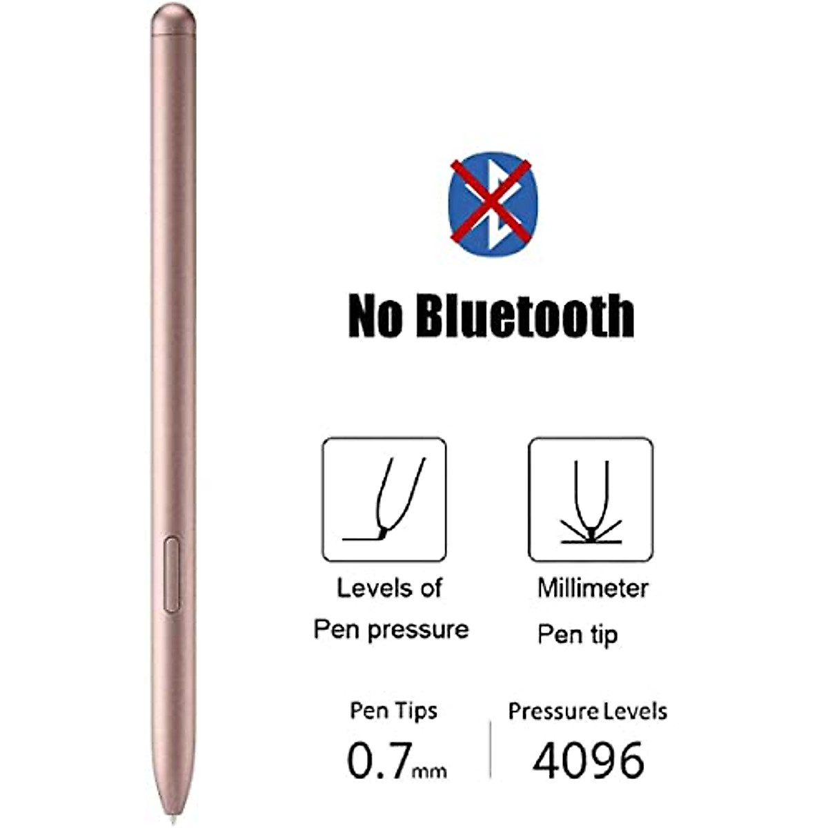 Tab S7 / S7+ S Pen Replacement Stylus Pen S Pen for Samsung Galaxy Tab S7 / S7 Plus/ S7 FE (EJ-PT870) + Tips/Nibs (Without Bluetooth) (Bronze)