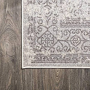 JONATHAN Y BMF108D-28 Bohemian Filigree Modern Indoor Area-Rug Floral Vintage Casual Easy-Cleaning High Traffic Bedroom Kitchen Living Room Non Shedding, 2 X 8, Grey