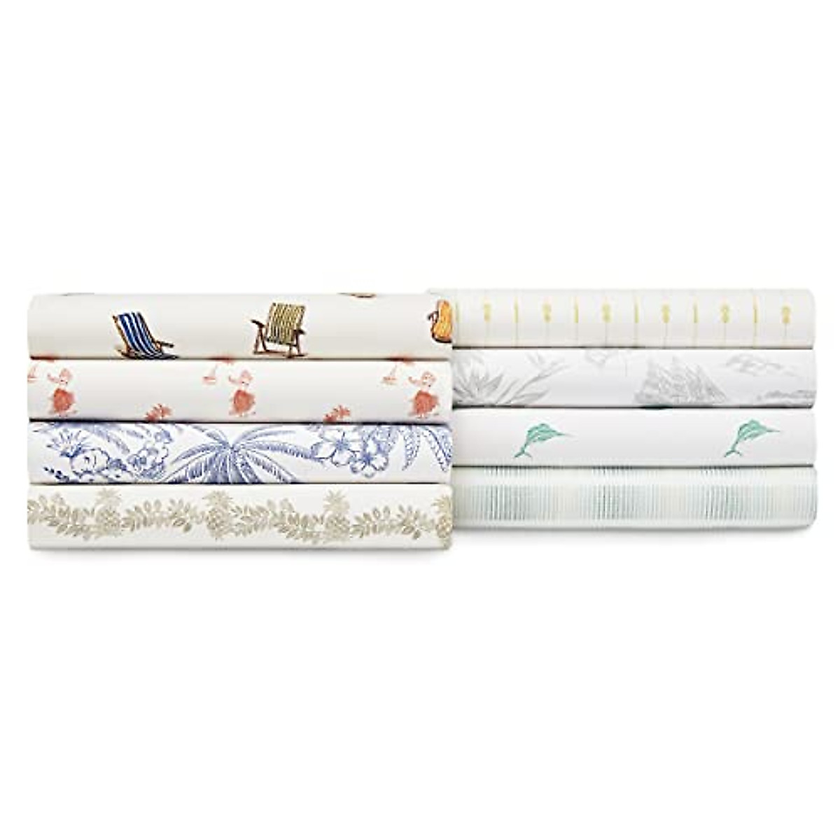 Tommy Bahama - King Sheets, Cotton Percale Bedding Set, Crisp & Cool, Stylish Home Decor (Pen and Ink Palm Blue, King)