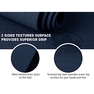 Clever Yoga Mat BetterGrip Eco-Friendly Recyclable Non-Slip and Durable TPE 6mm or 1/4" Thick - (Black)