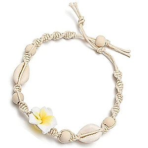 Bayetss Shell Ankle Bracelets Flower Foot Chain Seashell Bead Anklet Flower Ankle Bracelet Foot Jewelry for Women,Yellow