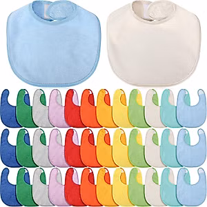 Jeyiour 36 Pcs Baby Bibs Bulk Terry Cotton Teething Bibs Baby Shower Gifts Newborn Infant Bibs Washable Absorbent Baby Drooling Bibs with Adjustable Hook and Loop Closure for Boys Girls, 12 Colors