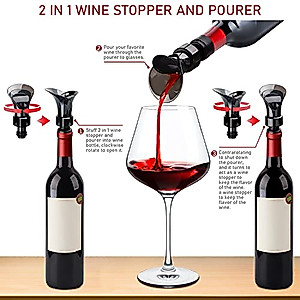 Swanfort Red Wine Glasses Set of 4, Extra Large Stemmed Wine Glasses 23 Oz, with Creative 2 in 1 Wine Stopper and Pourer, Burgundy Wine Glasses in Gift Box for Any Occasions