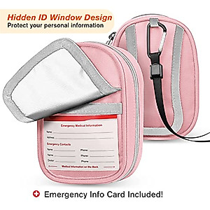 SITHON Insulated Medicine Carrying Case Bag - Small Travel Medication Organizer Emergency Medical Pouch Holds Auvi Q, Nasal Spray, Allergy Meds, Asthma Inhaler Case for Small EpiPens, Pink