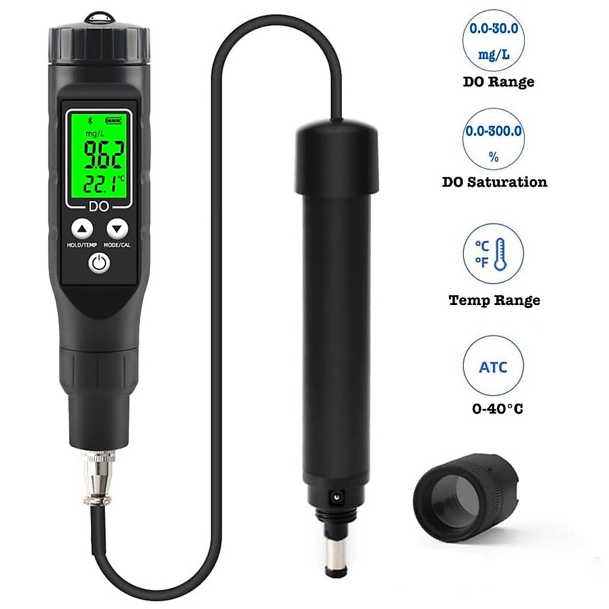 Generic Dissolved Oxygen Meter, Dissolved Oxygen Test Kit with Pen Shaped Polarographic Probe, Portable DO Tester for Aquarium Aquaculture Water Test, Bluetooth App Control, DO Range 0.0‑30.0mg/L