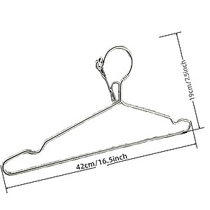 16.5” Wire Hanger 4mm Lockable Hangers 10Pack Stainless Steel Slim Thin Heavy Duty Windproof Lock Hook Metal Space Saving Clothes Hotel Hangers Silver (10)