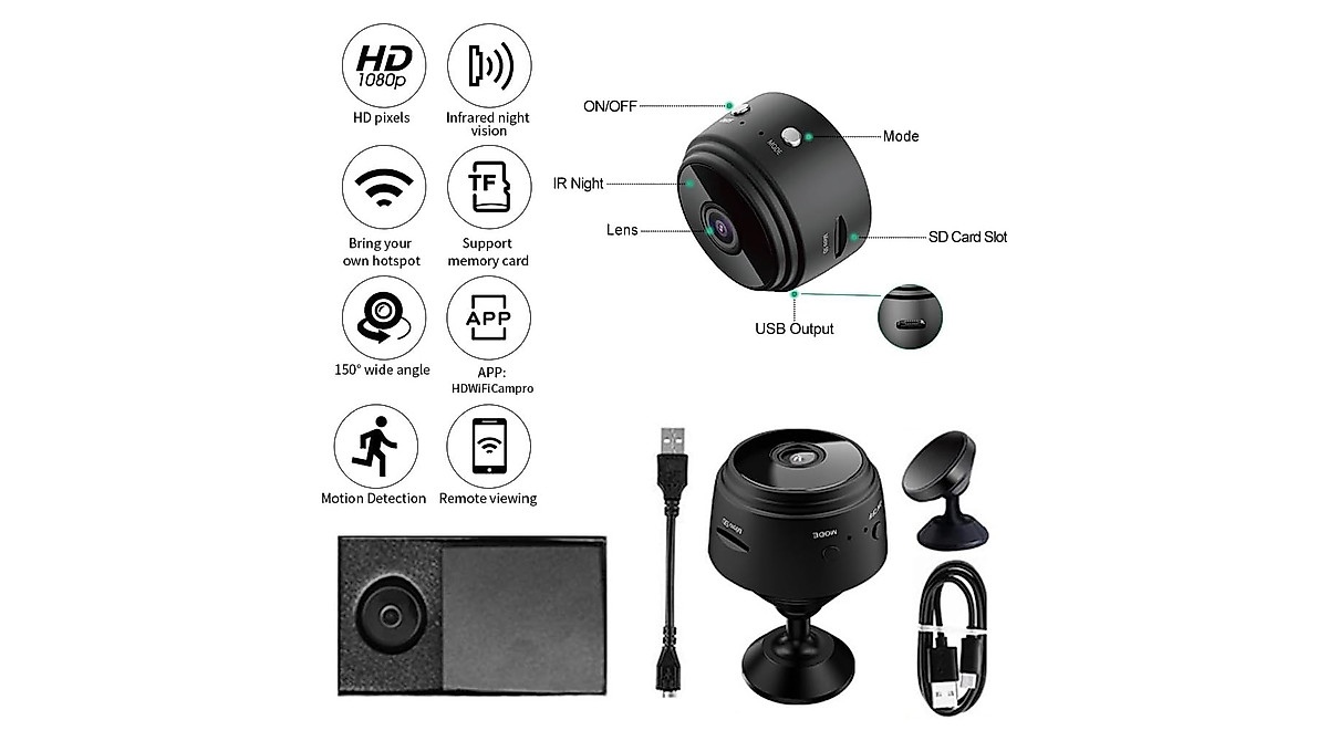 Camtrix Magnetic Mini Security Camera 1080p HD Wireless Night Vision