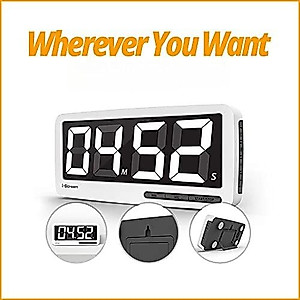 i-Scream LED Big Timer - Extra Large 7.3" Display Digital Timer with 3 Brightness Settings, 4 Alarms and 3 Volume Levels, Battery-Powered Magnetic Countdown Timer for Home, Cooking, Studying, Fitness