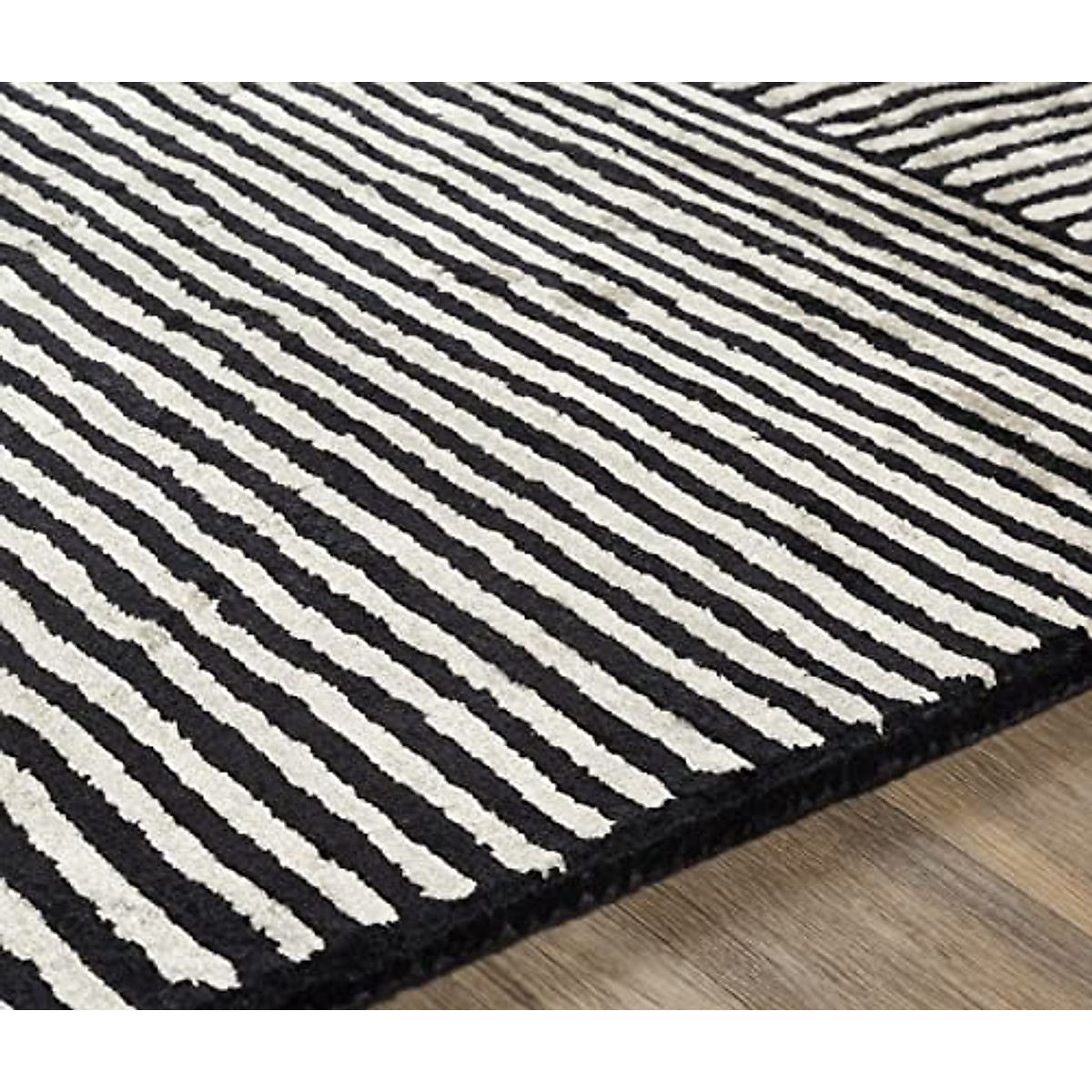 Mark&Day Area Rugs, 9x13 Lieveren Modern Black Area Rug Black White Carpet for Living Room, Bedroom or Kitchen (9' x 13')