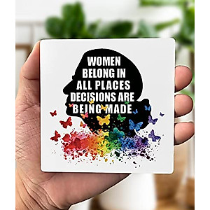 Feminist Wood Plaque Gift, Women Belong In All Places Where Decisions Are Being Made, Plaque with Wooden Stand, Wood Sign Plaque Gift, Ruth Bader Ginsburg, RBG Woman's Rights