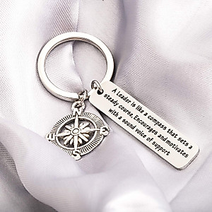 FOTAP Boss Gift A Leader Is Like A Compass That Sets A Steady Course,Encourages And Motivates With A Sound Voice Of Support Keychain Appreciation Gift for Supervisor, Mentor (Leader Keychain)