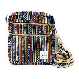 Core Hemp Multi Pocket Crossbody Bag Purse Made From Pure Hemp (Natural)