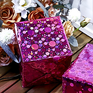 LeZakaa Pink Holographic Wrapping Paper - Mini Roll - Polka Dot Print for Mother's Day, Wedding, Engagement - 17 inches x 32.8 Feet (46.5 sq.ft.)