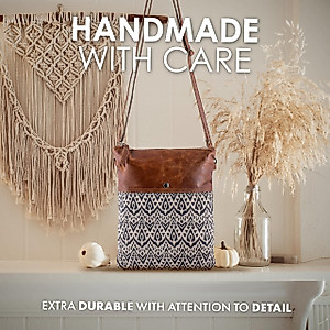 SIXTEASE Crossbody Bag for Women Vintage Style Genuine Leather, Upcycled Canvas, Rug, or Hair On - Cross Body Womens Bags with Inside Zipper Pockets - Supine