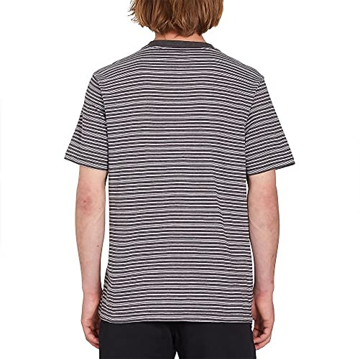 Volcom Men's Regular Static Stripe Crew Shirt, Black, Medium