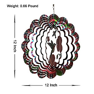 Wind Spinner 360 Degree Hanging Stainless Steel Hummingbird Indoor Outdoor Garden Decoration