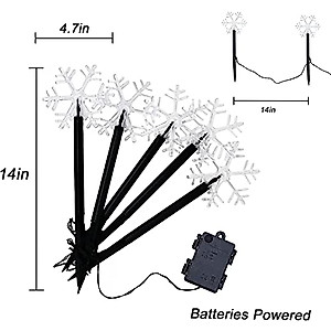 5 Pack Christmas Snowflake Pathway Lights Battery Operated with Timer 6.3 Ft Total Outdoor Waterproof Landscape Lights Christmas Decorations for Pathway Garden Walkway Yard Lawn Patio (Warm White)