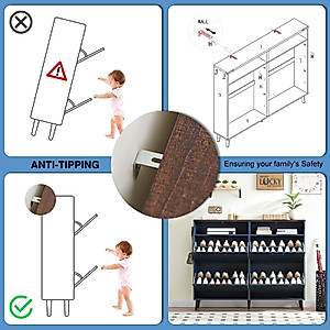 Barnyatoh Shoe Storage Cabinet,Farmhouse Shoe Organizer with 4 Flip Drawers & Barn Door Design,Freestanding Hidden Slim Narrow Shoe Rack Cabinet with Open Shelves for Entryway,Foyer,Hallway,Blue