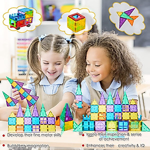 Magnetic Tiles,60PCS Magnetic Building Blocks for Kid,3D Magnet Building Tiles,Clear Magnetic Blocks Construction Playboards, Educational Magnet Toys for Boys Girls Toddlers 3 4 5 6 7 8 Year Old