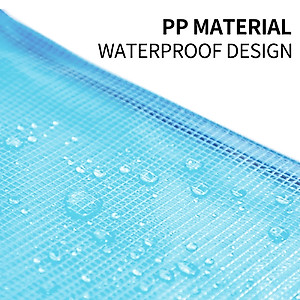 Toplive Plastic Mesh Zipper Pouch, 15 Packs (A4/A5/A6 Size,5 Colors) Waterproof Mesh Bag Document Bag File Folder for School Office Supplies