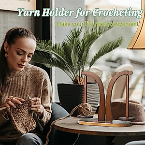 Yarn Holder for Two Yarn Balls, Magnetic Yarn Holder for Knitting and Crocheting, Wooden Yarn Spinner for Crochet, Crochet Accessories
