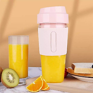 Portable Electric Juicer Blender USB Mini Fruit Mixers Fruit Extractors Multifunction Juice Maker Machine (Pink 4 blades)