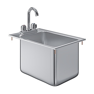 Stainless Steel Drop Sink - 1 Compartment Drop in Sink 10"x14"x10" | NSF | Utility | Commercial | Laundry | Kitchen