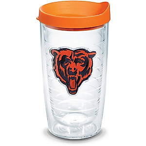 Tervis Made in USA Double Walled NFL Chicago Bears Insulated Tumbler Cup Keeps Drinks Cold & Hot, 16oz - Orange Lid, Primary Logo