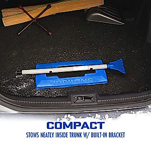 Snow Joe SJBLZD The Original 2-in-1 Telescoping Snow Broom + Ice Scraper w/18-Inch No-Scratch Foam Head, Closed Cell Foam for No Water Absorption, Blue