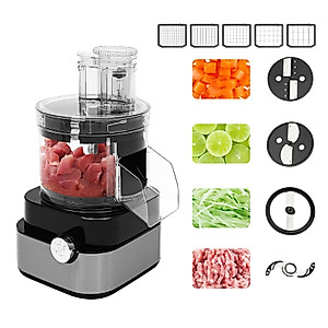 Commercial Food Processor, 600W Electric Vegetable Dicer Chopper, 5 in 1 Professional Veggie Shredder Multifunctional Meat Grinder Blender
