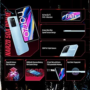 realme Narzo 50A Prime Dual-SIM 64GB ROM + 4GB RAM (GSM Only | No CDMA) Factory Unlocked 4G/LTE Smartphone (Flash Blue) - International Version