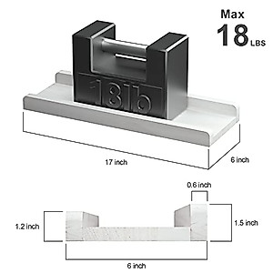 Love-KANKEI Floating Shelves Wall Mounted Set of 2, 17 Inch Rustic Wood Wall Shelves for Storage, Bedroom Living Room Bathroom Kitchen Office and More White