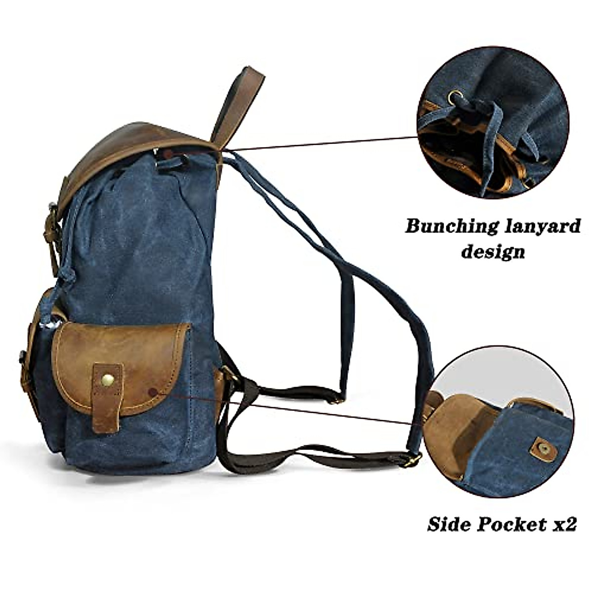 Handadsume Water Resistant Canvas + Leather Large Travel Back-pack Rucksack Knapsack Laptop Bag For Men FB1170 (X-9950-Blue)