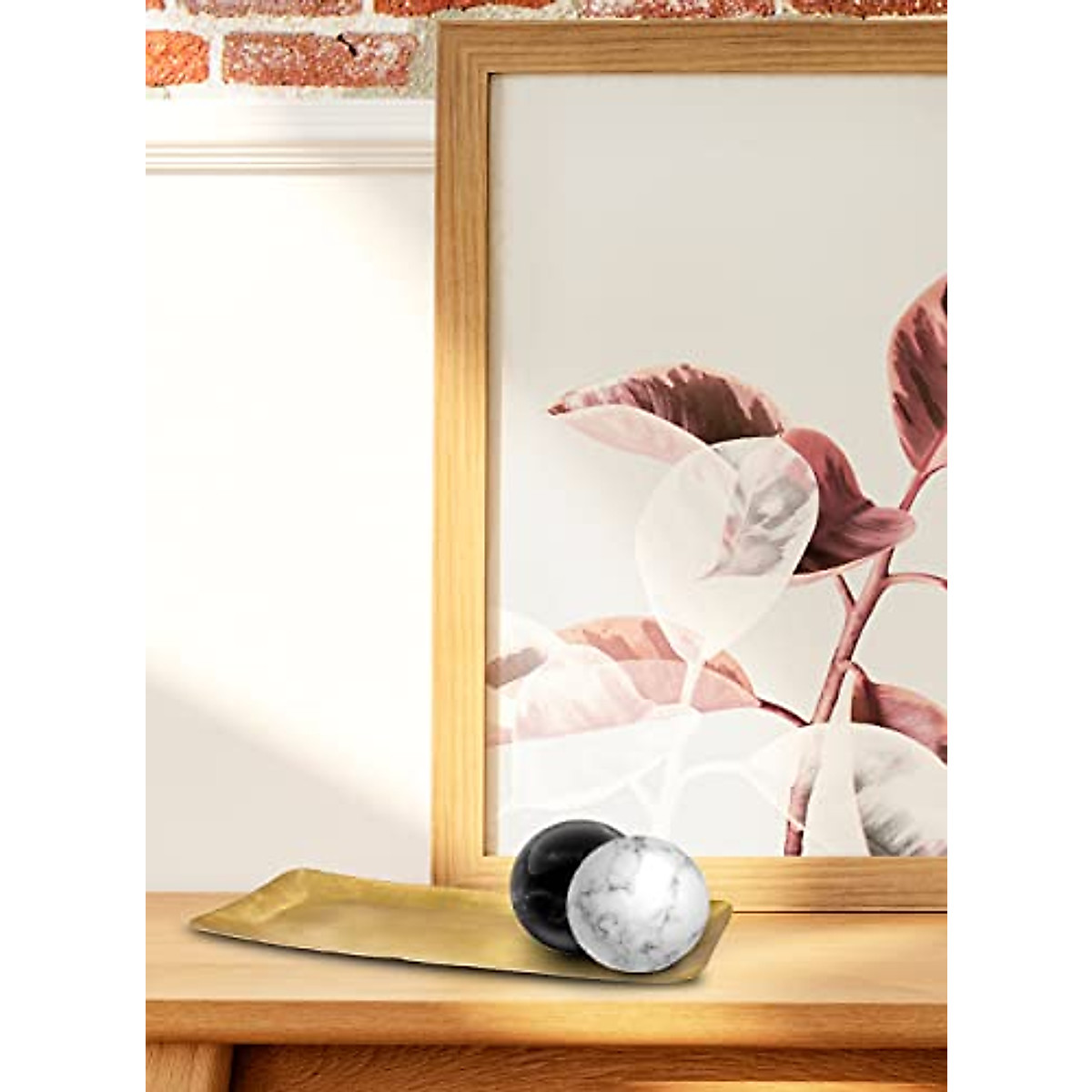 Serene Spaces Living Gold Rectangle Brass Tray, Decorative Vanity Tray, Cosmetic & Jewelry Organizer, Serving Platter, Fruit Holder, Candle Holder for Coffee Table, 16.5" Long X 6" Wide X 1" High