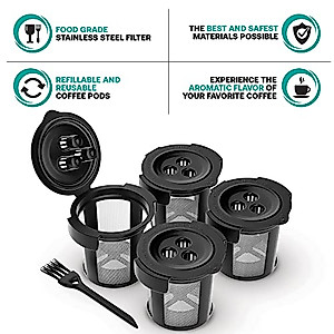 4 Ninja Reusable Coffee Filter Pods for Ninja Dual Brew Coffee Maker - K Cups for Ninja Coffee Maker DualBrew Pro, CFP201 CFP301 CFP400 - Reusable K-Cups Filters for Ninja Coffee Brewer