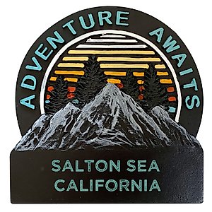 R and R Imports Salton Sea California Hand Painted Resin Refrigerator Magnet 3-Inch Approximately Adventure Awaits Design