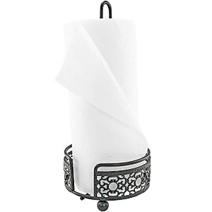 Southern Homewares Countertop Paper Towel Holder or Dispenser Patterned Metal Black Rustic Victorian like Wrought Iron