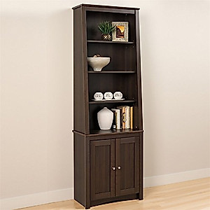 PREPAC Espresso Tall Slant-Back Bookcase with 2 Shaker Doors