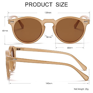 NIDOVIX Vintage Polarized Sunglasses for Men Women Round Retro Classic Fashion Eyewear UV400 Protection Sun Glasses (Amber/Brown)