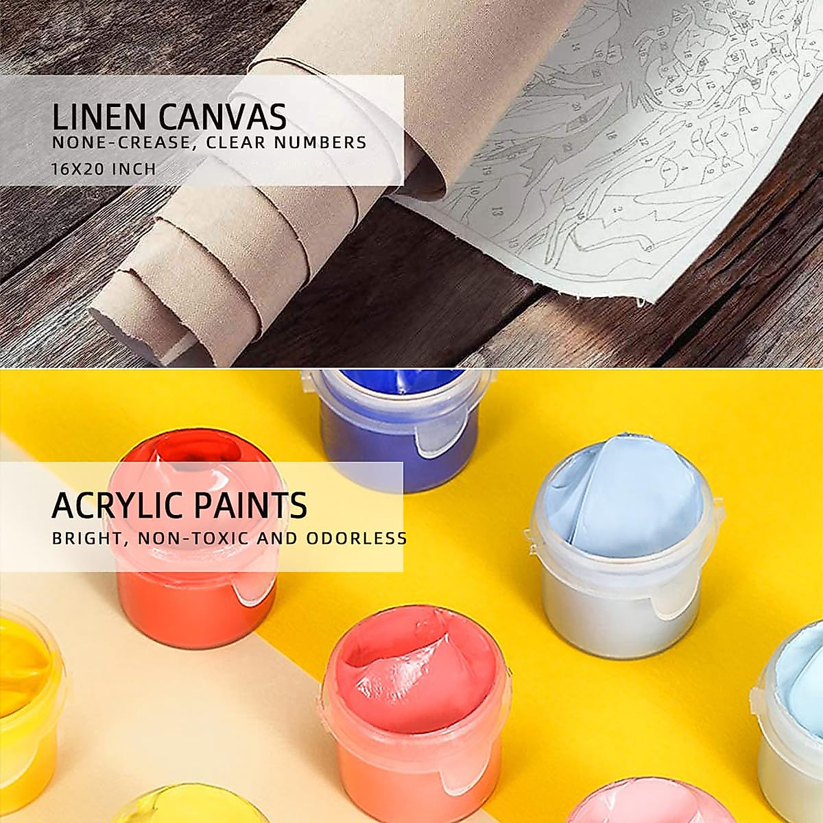 ifymei Paint by Numbers for Kids and Adults Beginner, DIY Gift Canvas Painting Kits for Boys and Girls, 16x20 Inch Colorful Dinosaurs [Without Frame]