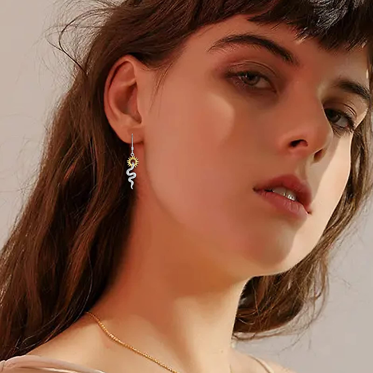 Sun Moon Snake Earrings Dangle for Women 925 Sterling Silver Sun Moon Snake Jewelry Gothic Huggie Hoop Animal Earring Punk Gifts Snake Drop Earrings