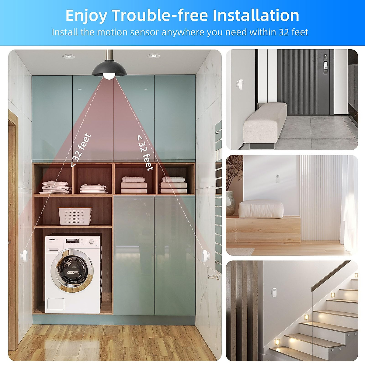 Motion Sensor Light Bulbs, 10W (120W Equivalent) 1200lm Motion Activated Dusk to Dawn Security LED Bulb, 3000K Warm White, A19/E26, Auto On/Off Indoor Outdoor Lighting, for Garage Basement Hallway