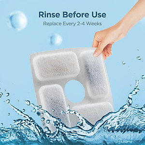 Ciays Cat Water Fountain Replacement Filter for 84oz/2.5L Automatic Pet Water Fountain Cat Fountain Dog Water Dispenser, 4 Pcs, White