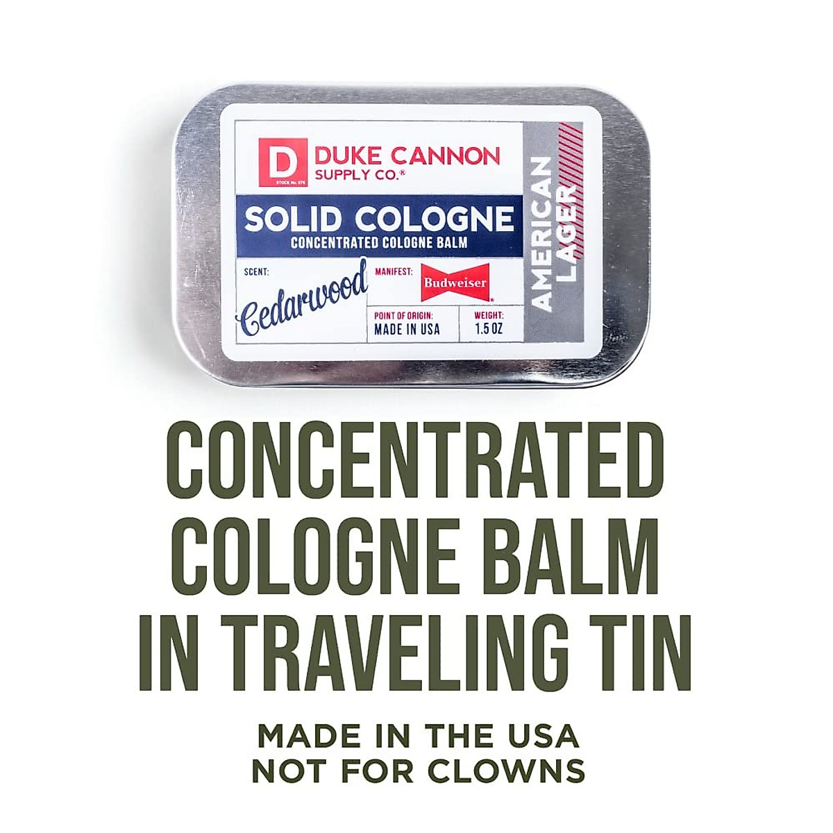 Duke Cannon Supply Co. Solid Cologne - Men's Concentrated Balm, 1.5 oz. (Cedarwood)